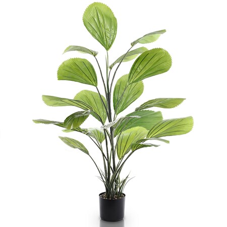 Forever Leaf Faux Fan Fiddle Leaf Tree Licuala Grandis 4 feet FL05102 | Zoro